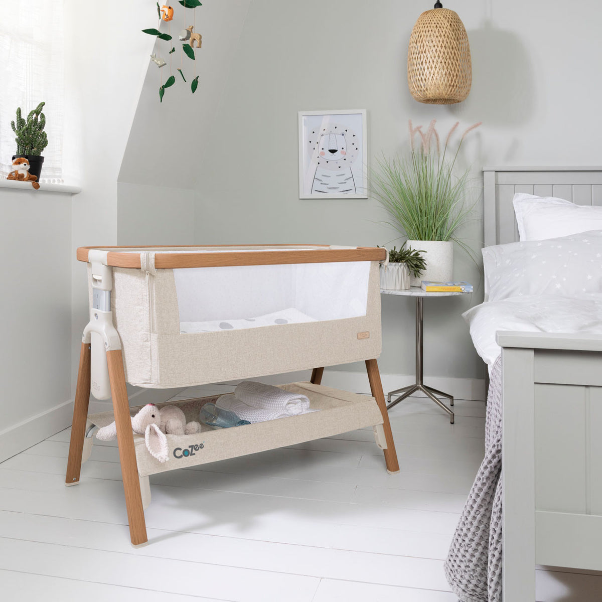 Tutti Bambini CoZee Bedside Crib - Scandinavian Walnut/Ecru — Pram ...